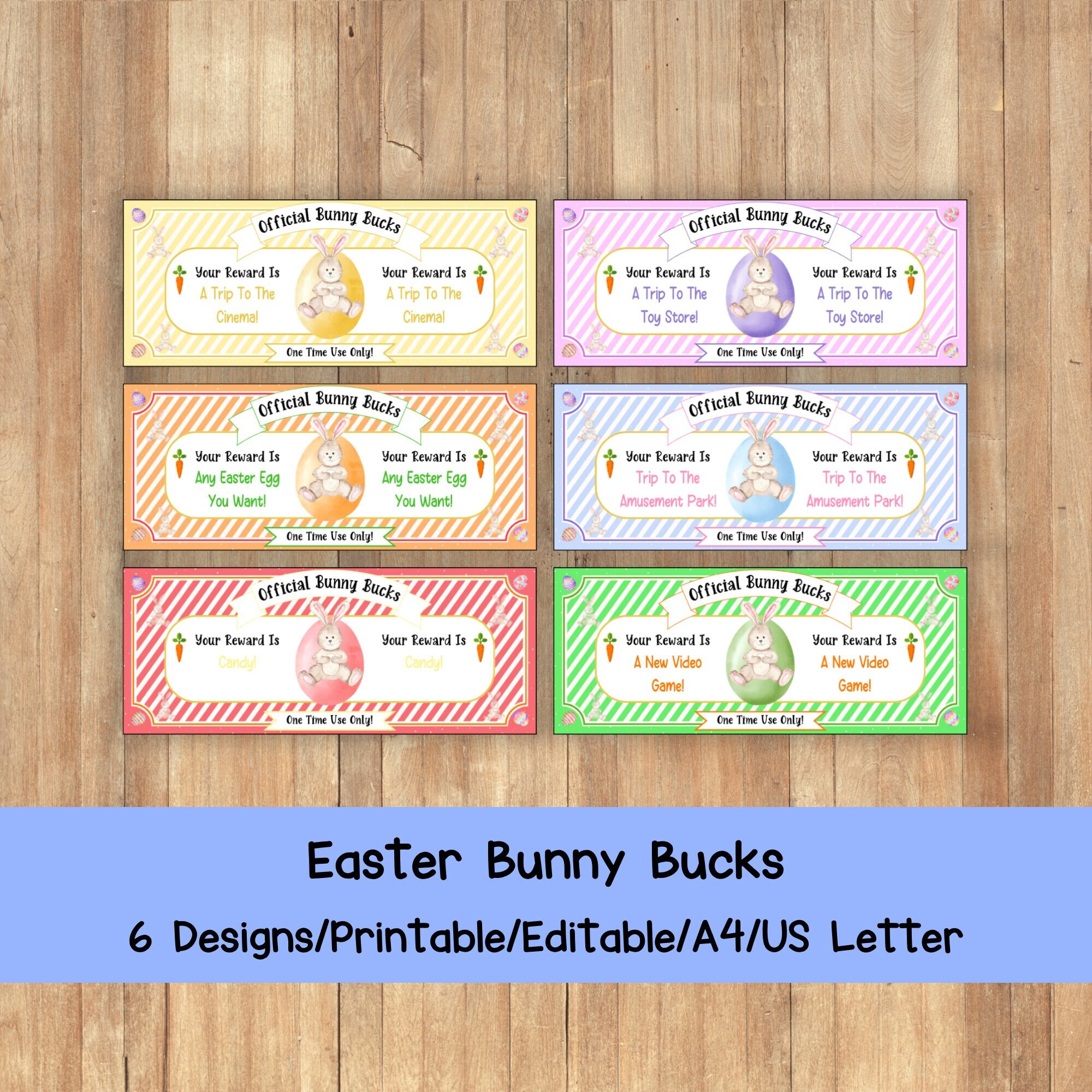 Printable Easter Bunny Bucks, Easter Play Money, Editable Play Money ...
