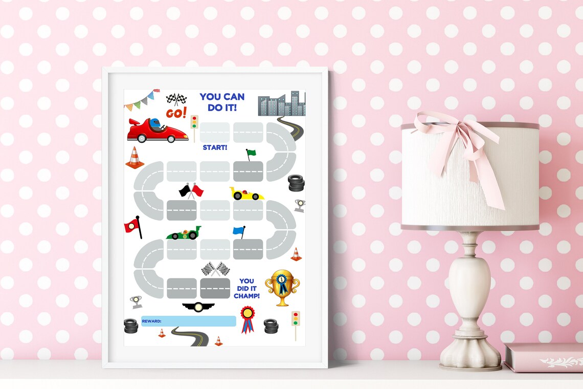 Racing Rewards Chart, Behaviour Chart, Children Sticker Sheet ...