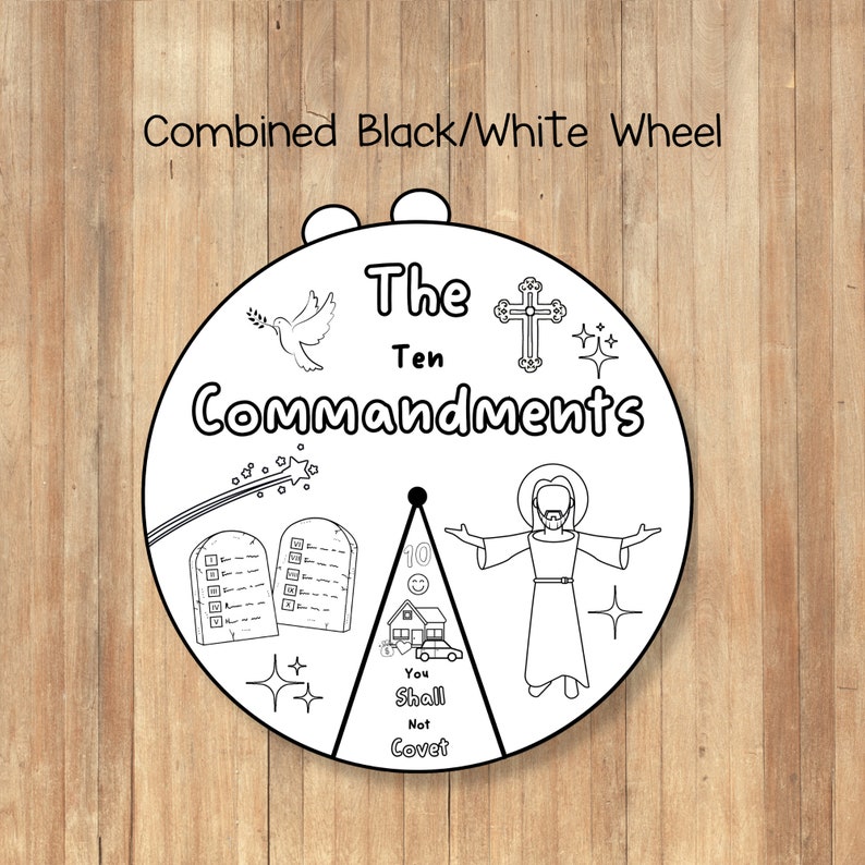 Ten Commandments Coloring Wheel, Bible Activity, Kids Church Activities ...