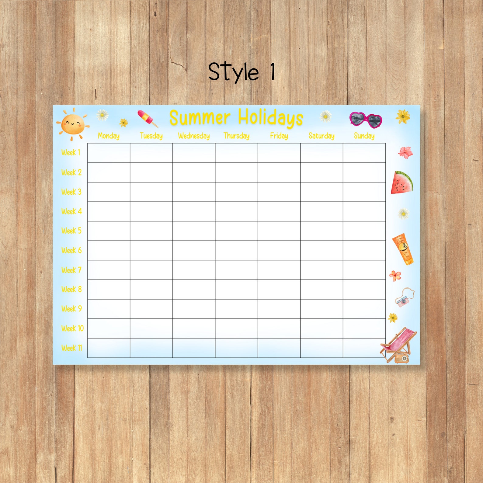 Printable Summer Holiday Planner, Kids Summer Holiday Calendar, Summer ...