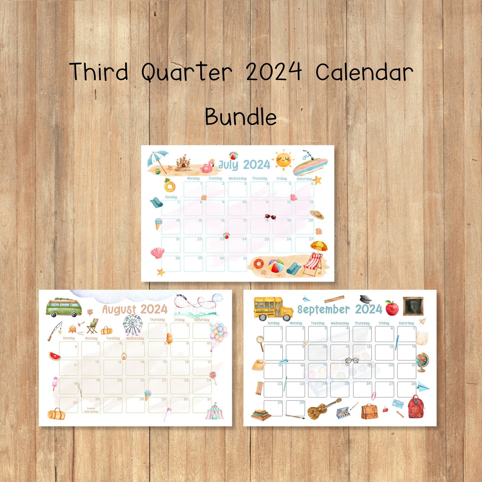 2024 Printable Calendars, Kids Calendars, Watercolor Calendars ...
