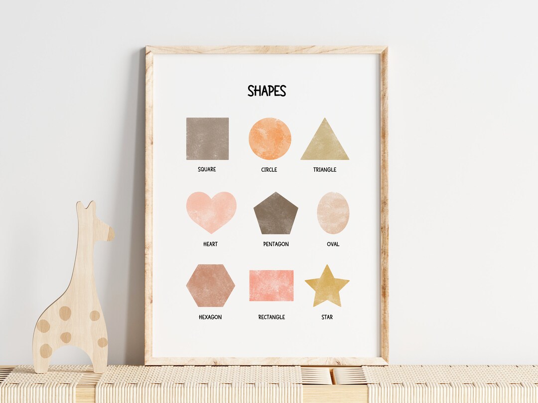 Shapes Educational Poster Kids Colourful Print Kids - Etsy