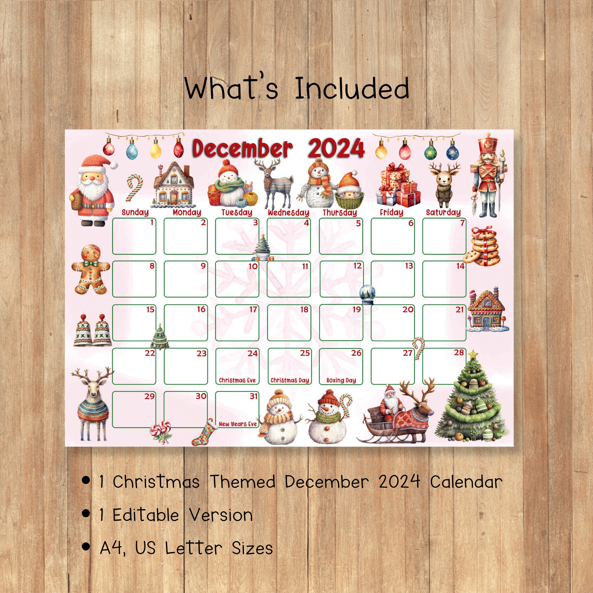 Printable Christmas Calendar December 2024