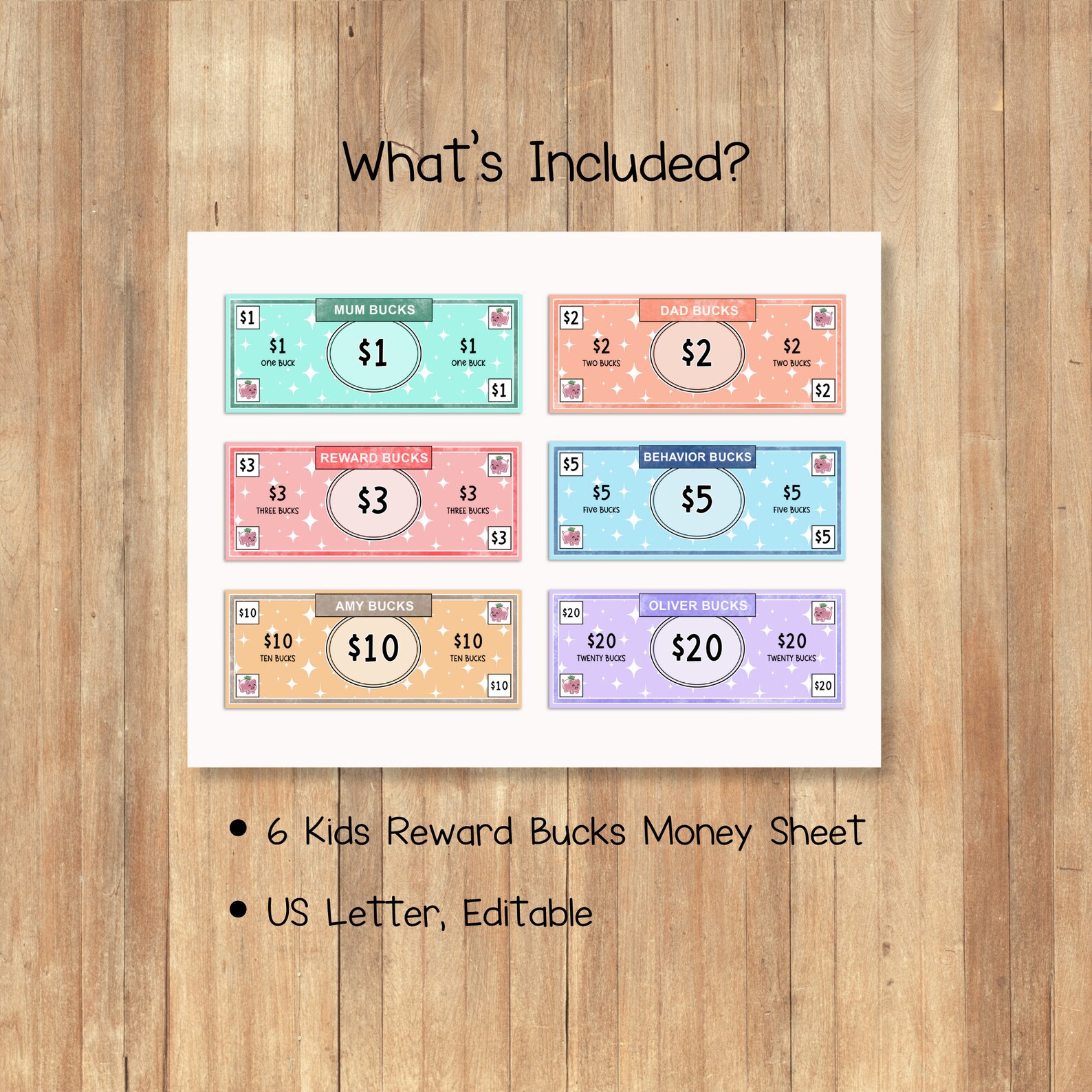 Printable Reward Mom Bucks, Editable Mom Bucks, Mom Bucks, Kids Play ...