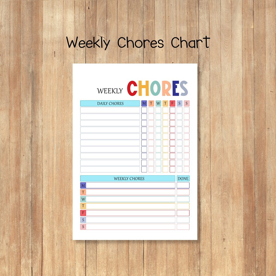Chores Chart, Printable Responsibility Chart, Editable, Kids Behaviour ...