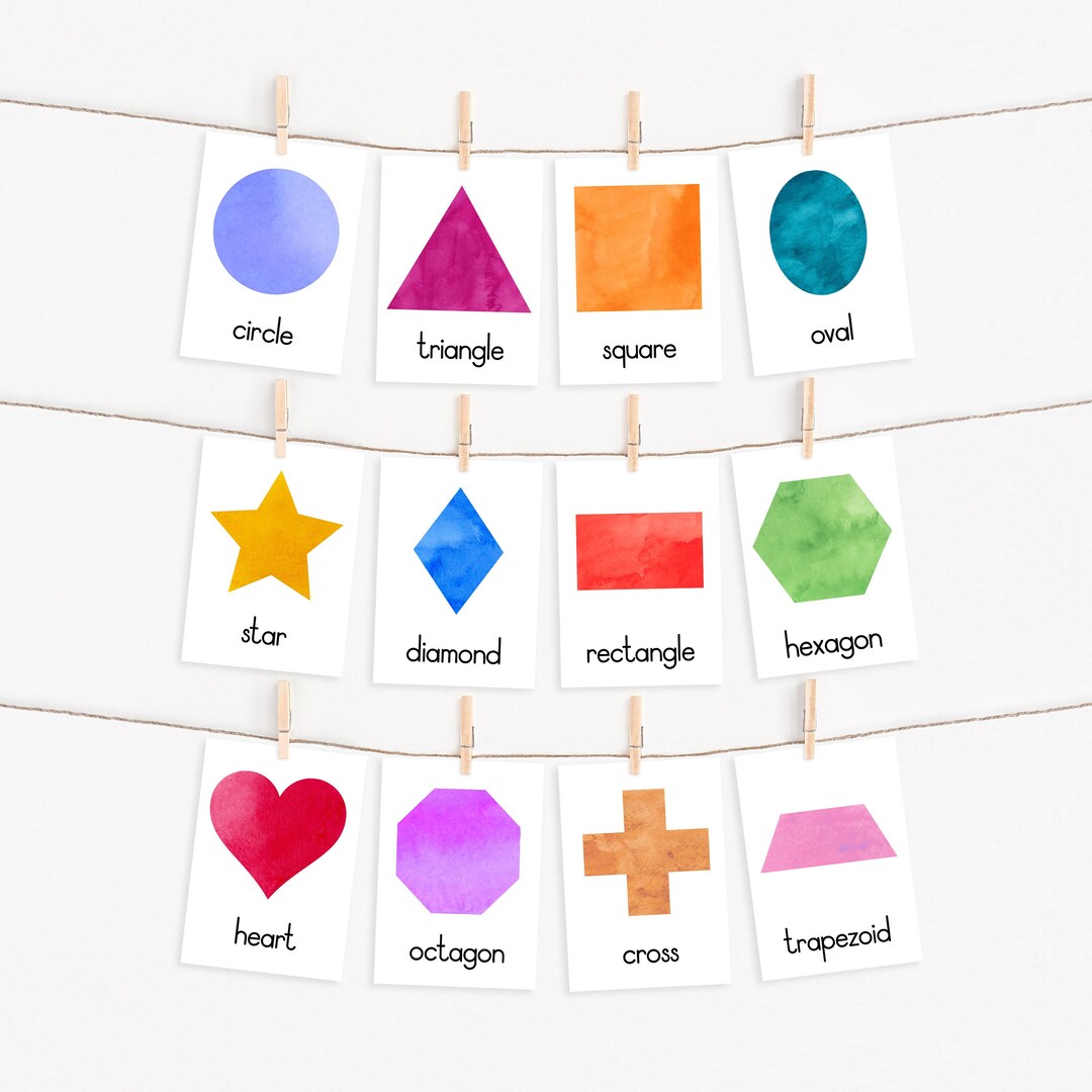 Printable Shapes Flashcards, Kids Flashcards, Kids Shapes Flashcards ...