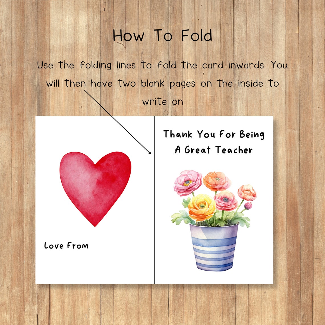 Printable Teacher Thank You Card, Printable Teacher Greeting Card ...