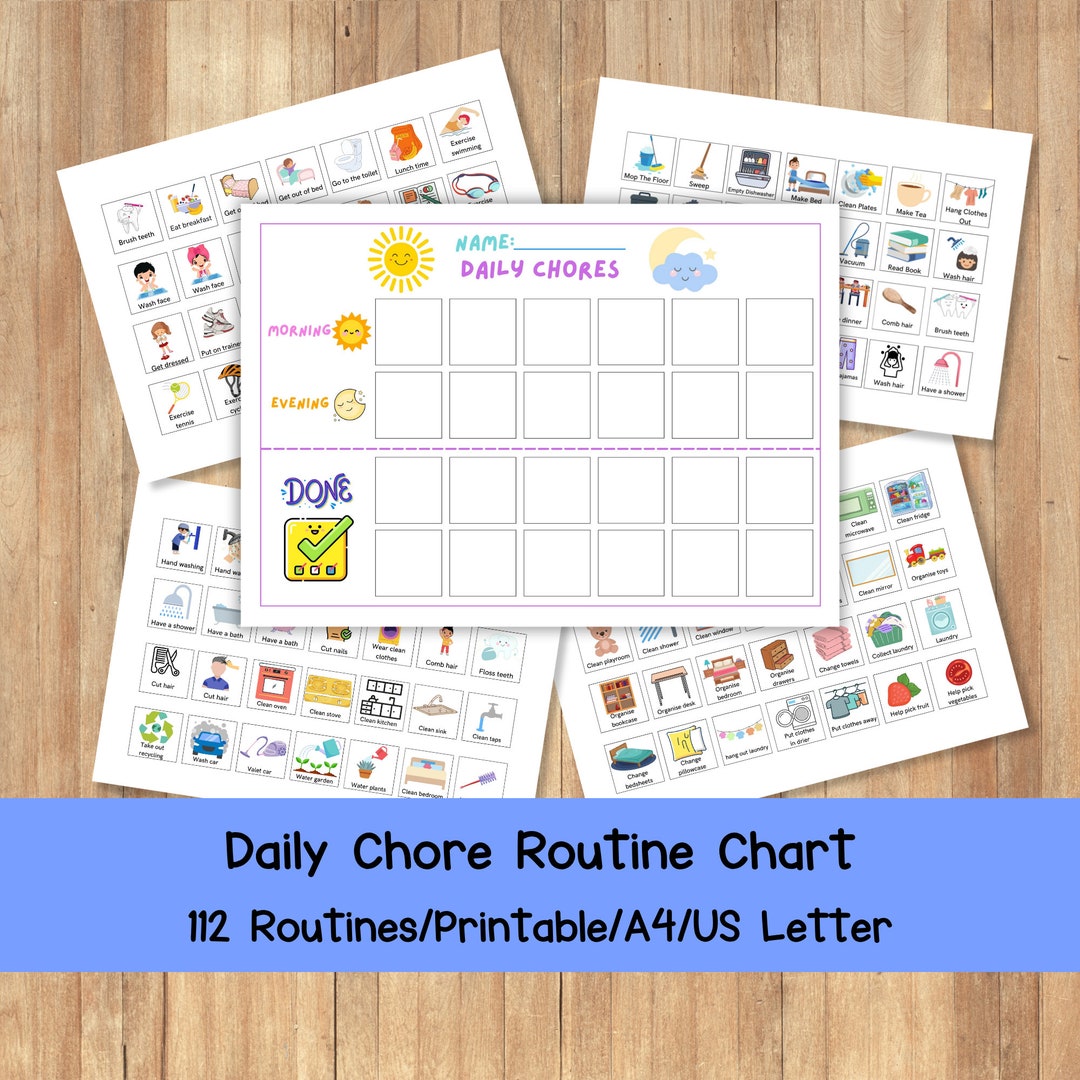 Kids Daily Routine Card, Toddler Routine Chart, Daily Kids Planner ...