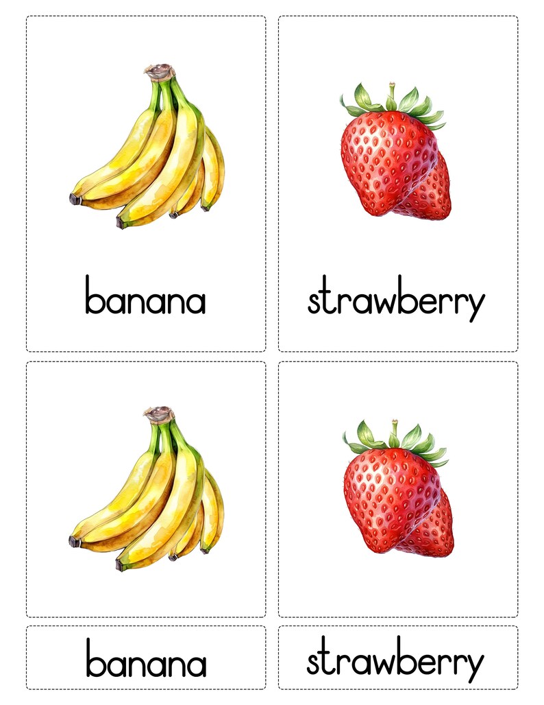 Printable Fruits Flashcards, Kids Flashcards, Kids Food Flashcards ...