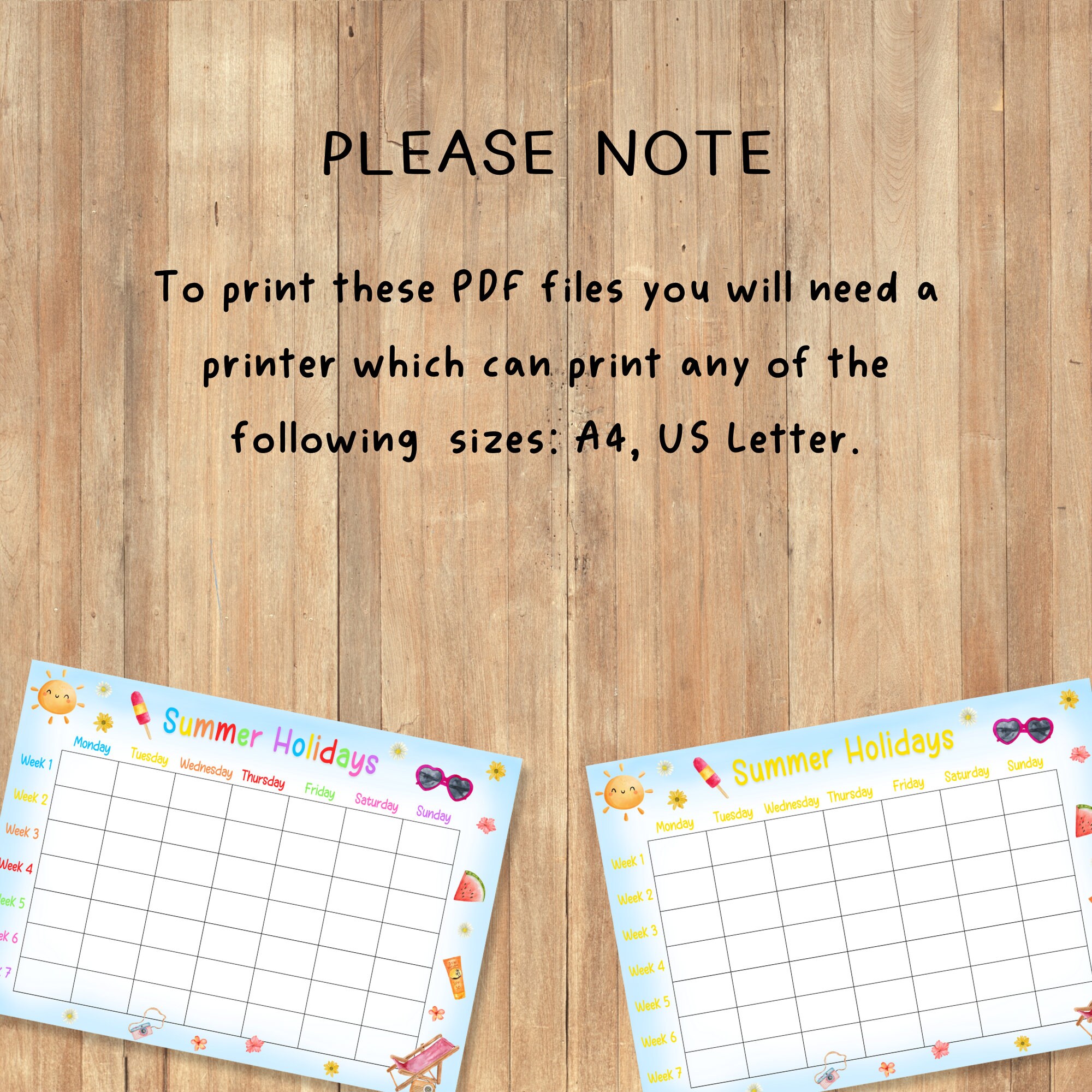 Printable Summer Holiday Planner, Kids Summer Holiday Calendar, Summer ...