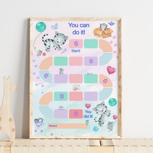 Cat Rewards Chart, Behaviour Chart, Children Sticker Sheet, Homeschool ...