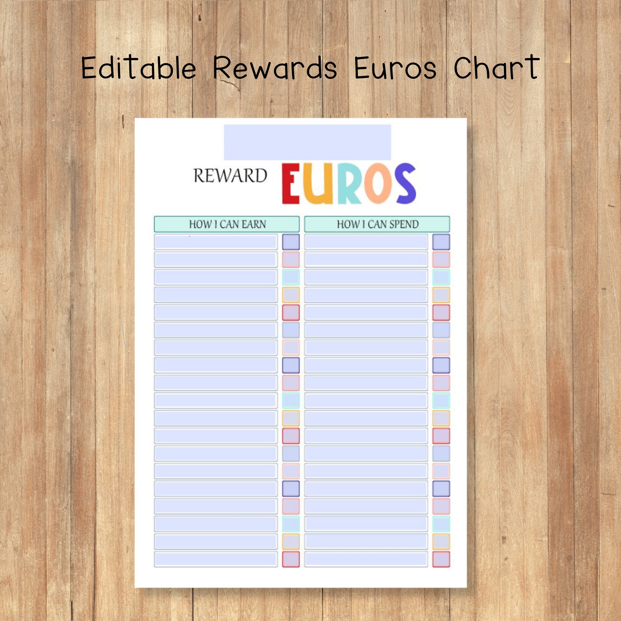 Printable Reward Mum Euros Chart Editable Saving Chart - Etsy