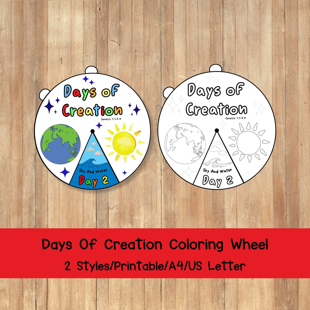 Days of Creation Coloring Wheel, Bible Activity, Kids Church Activities ...