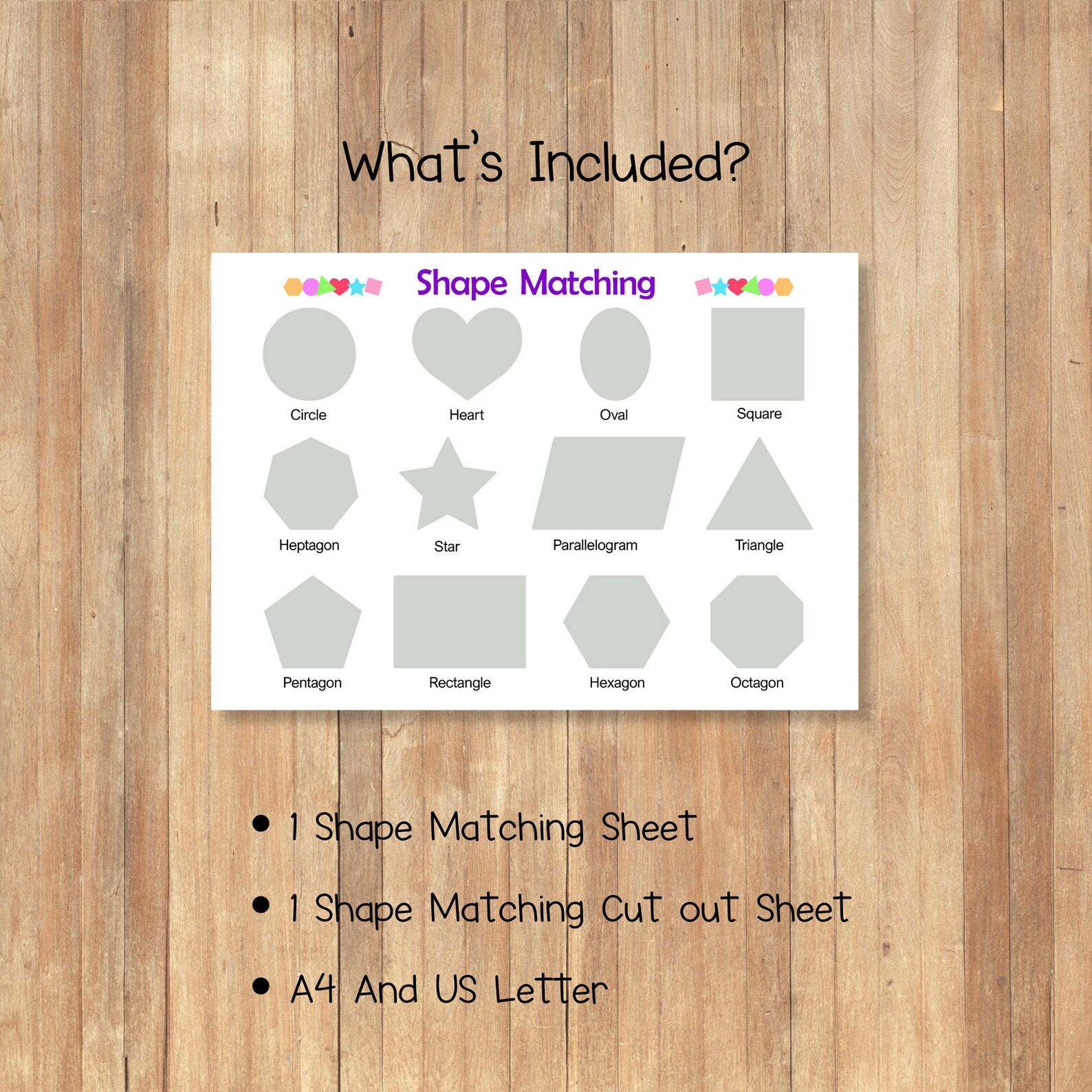 Shapes Matching Sheet Pre School Learning Sheet Children - Etsy