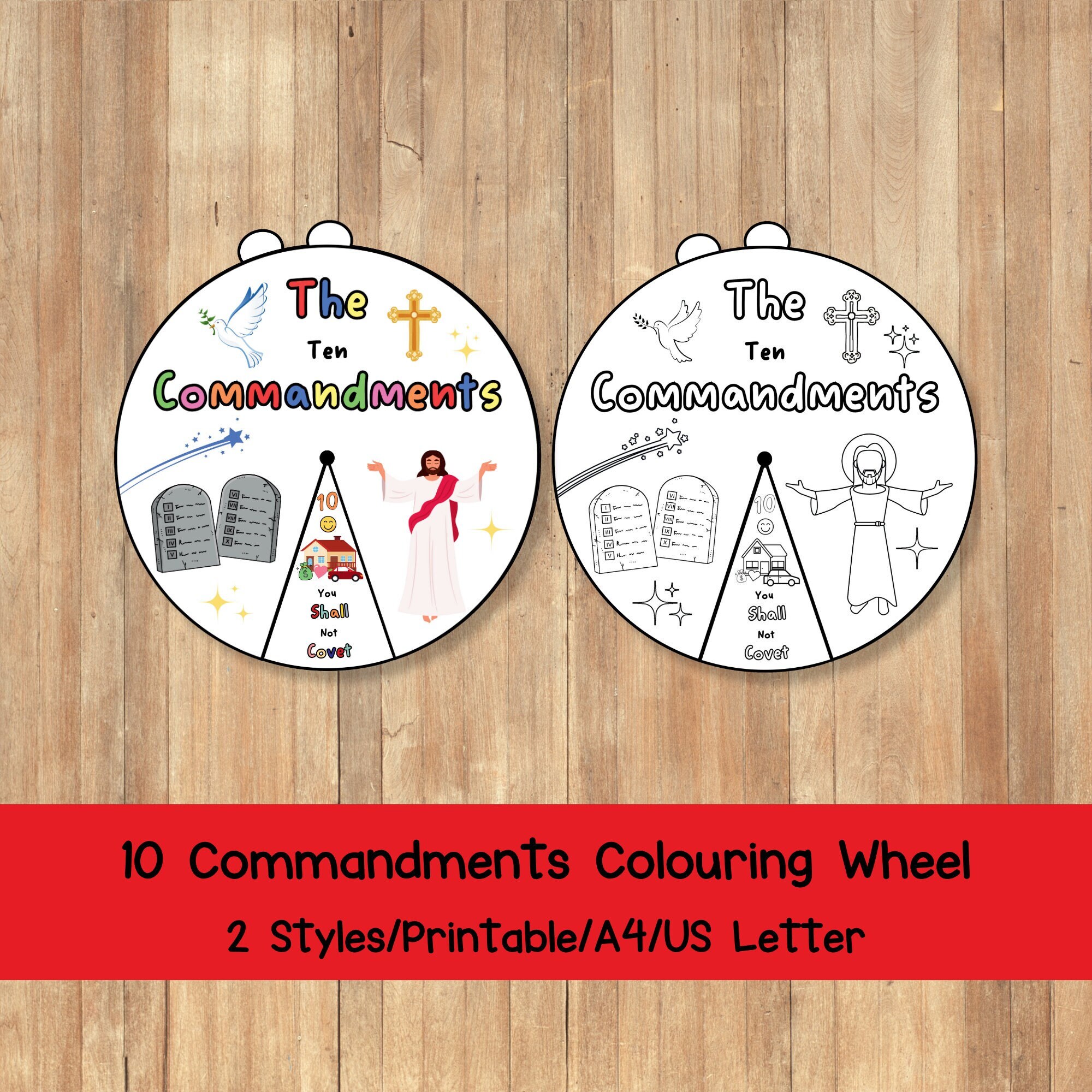 Ten Commandments Coloring Wheel, Bible Activity, Kids Church Activities ...