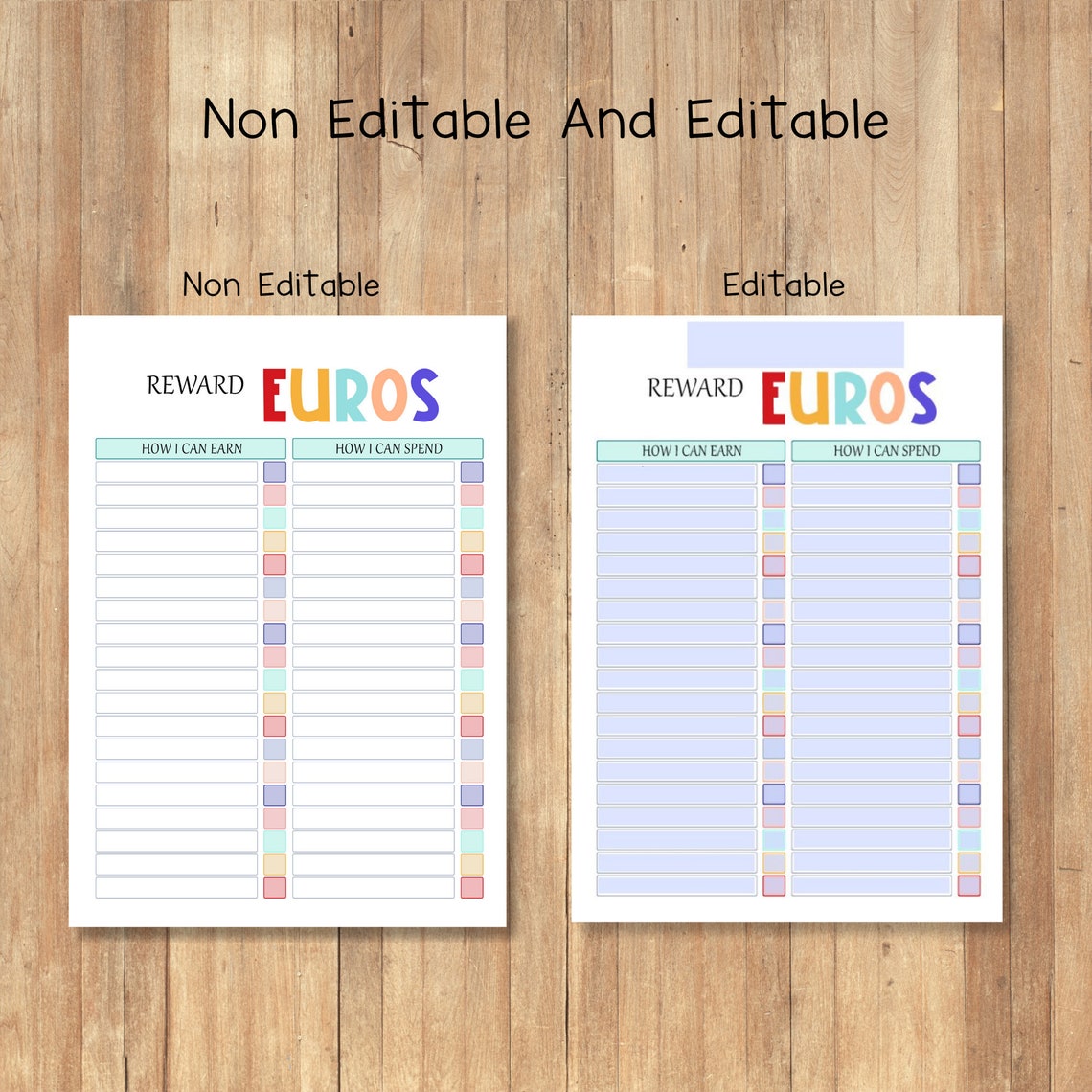 Printable Reward Mum Euros Chart Editable Mum Euros Mom - Etsy