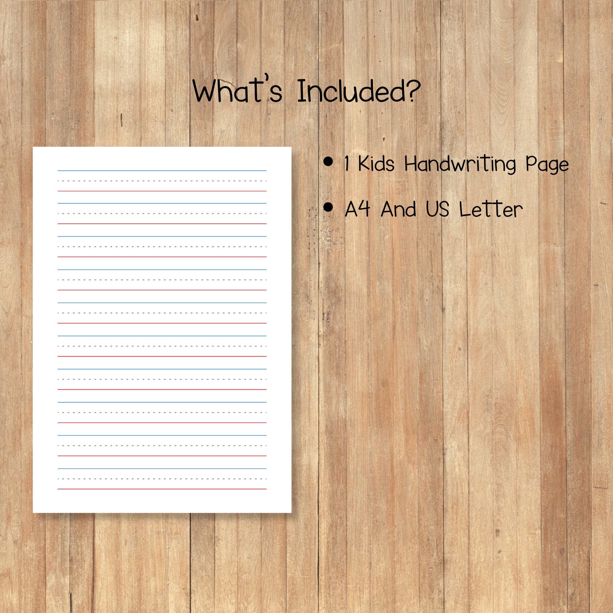 Kids Handwriting Paper, Printable Paper, Nursery Worksheet, Pre School ...