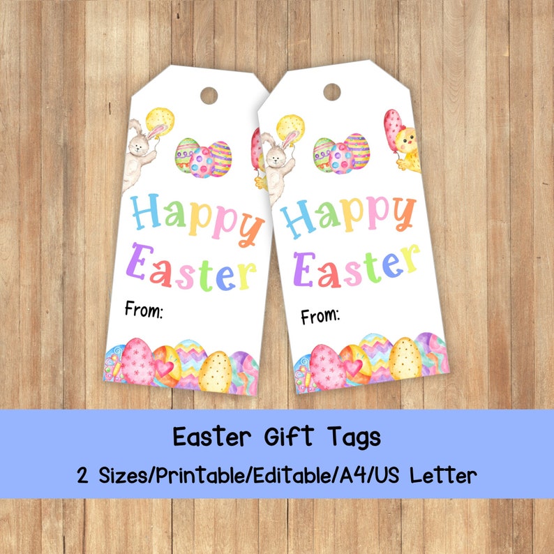 Printable Easter Gift Tags, Editable Easter Gift Tags, Kids Gift Tags ...