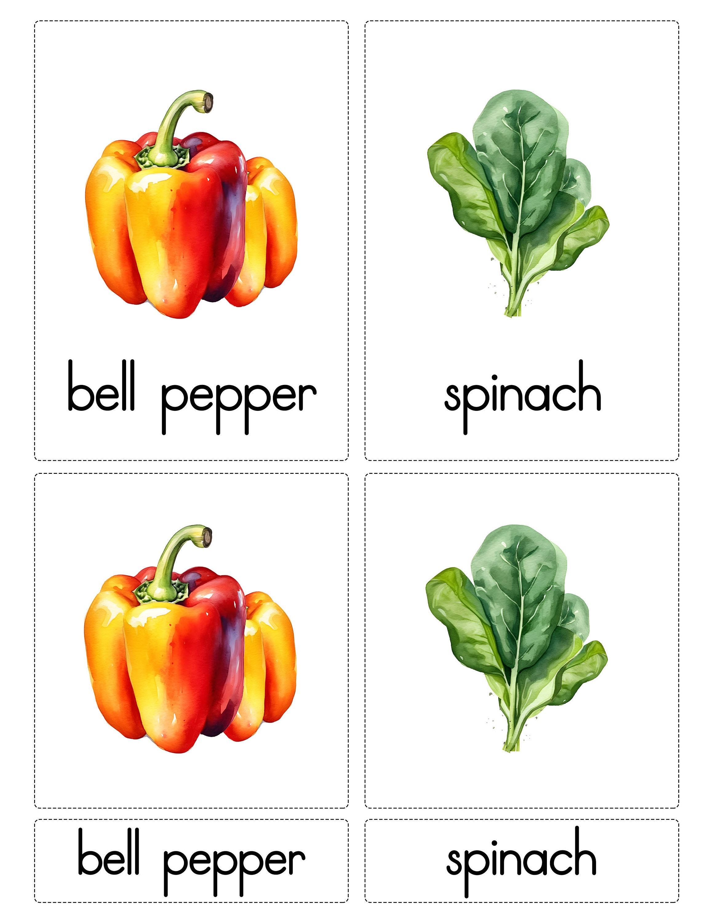 Printable Vegetables Flashcards, Kids Flashcards, Kids Food Flashcards ...