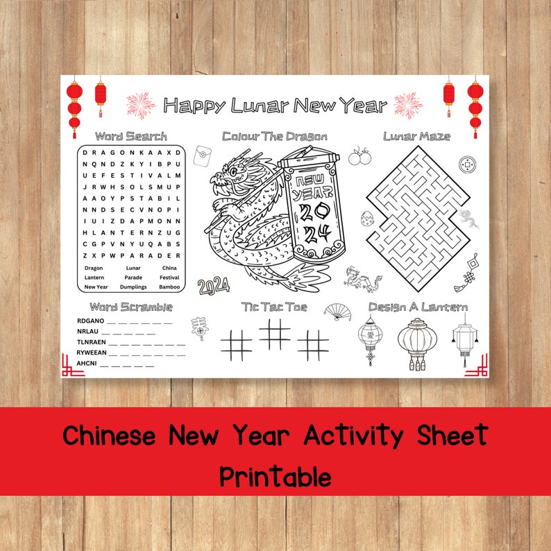 Printable Chinese New Year Activity Sheet, Year of the Dragon Coloring ...
