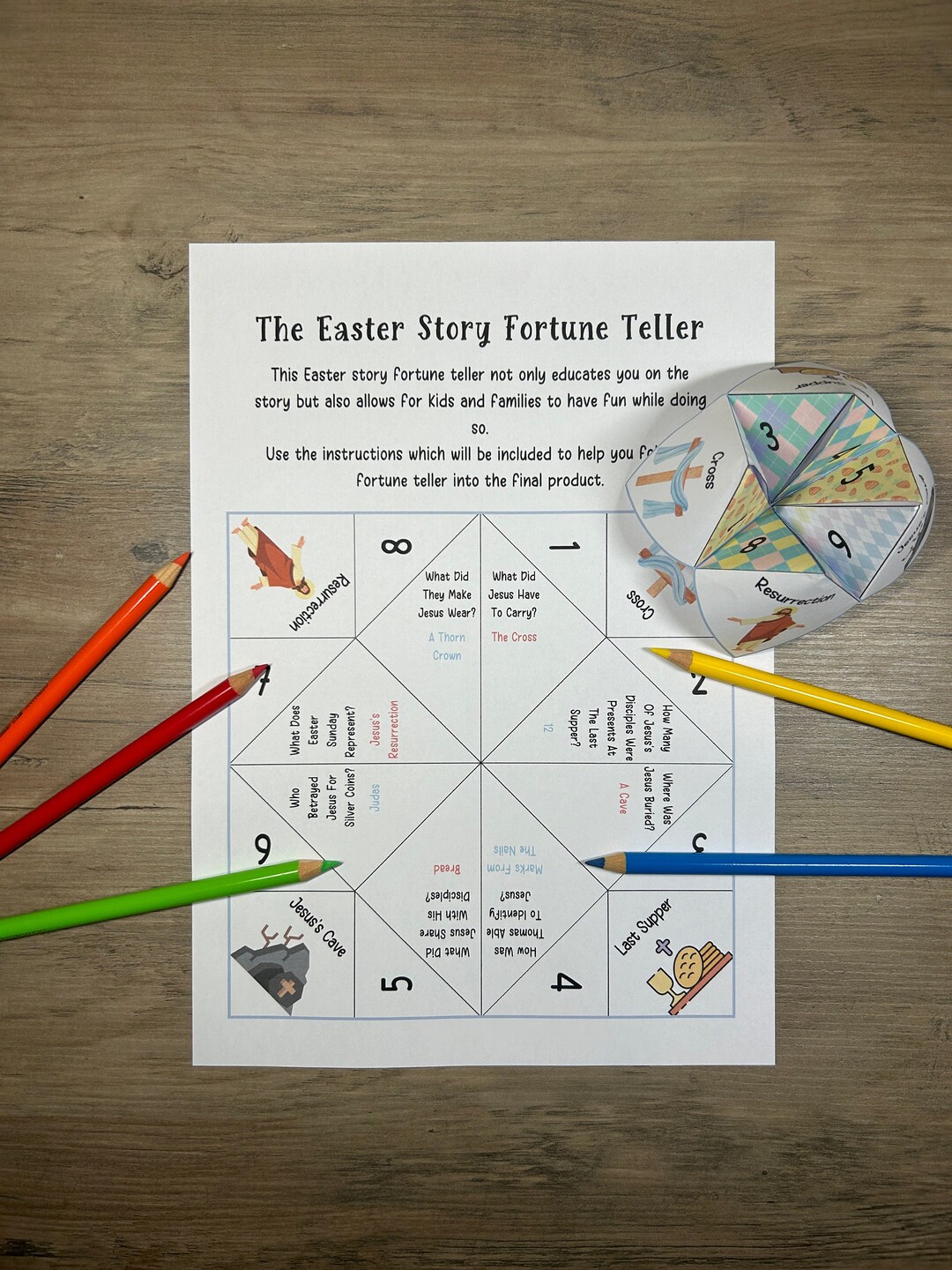 The Easter Story Fortune Teller, Kids Fortune Teller, Bible Activity ...