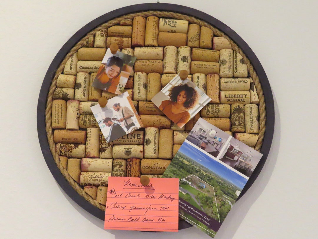 Wine Cork Bulletin Board, Cork Wall Art, Upcycled Wine Cork, Bulletin ...