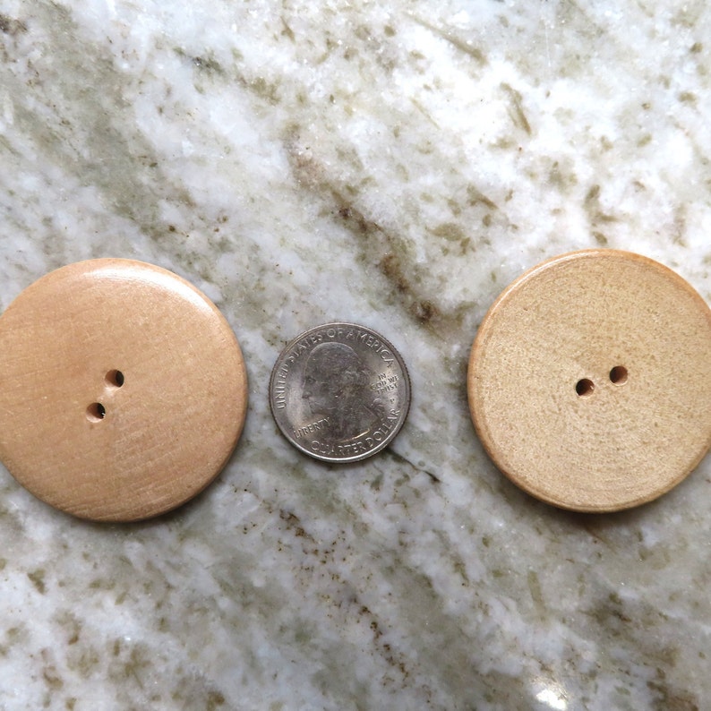 Wood Button 1.75, Round Natural Wood Button, Vintage Wood Button, Two ...