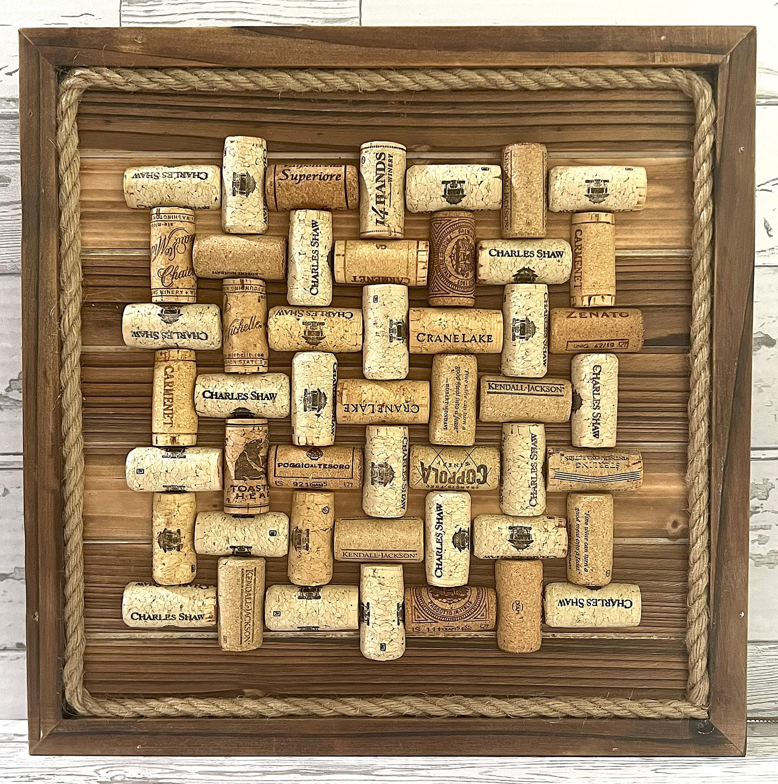Wine Cork Bulletin Board: 13.75 Rustic Message Board Upcycled Cord ...