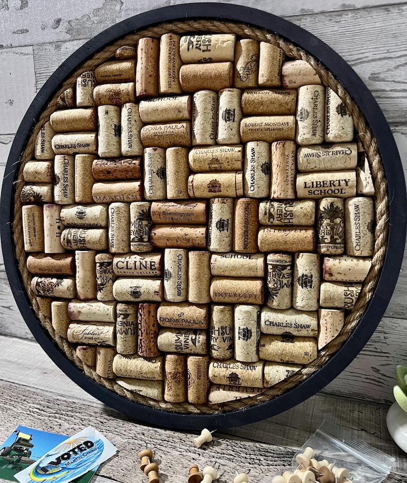 Upcycled Wine Cork Board: Rustic Round Bulletin Board - Etsy