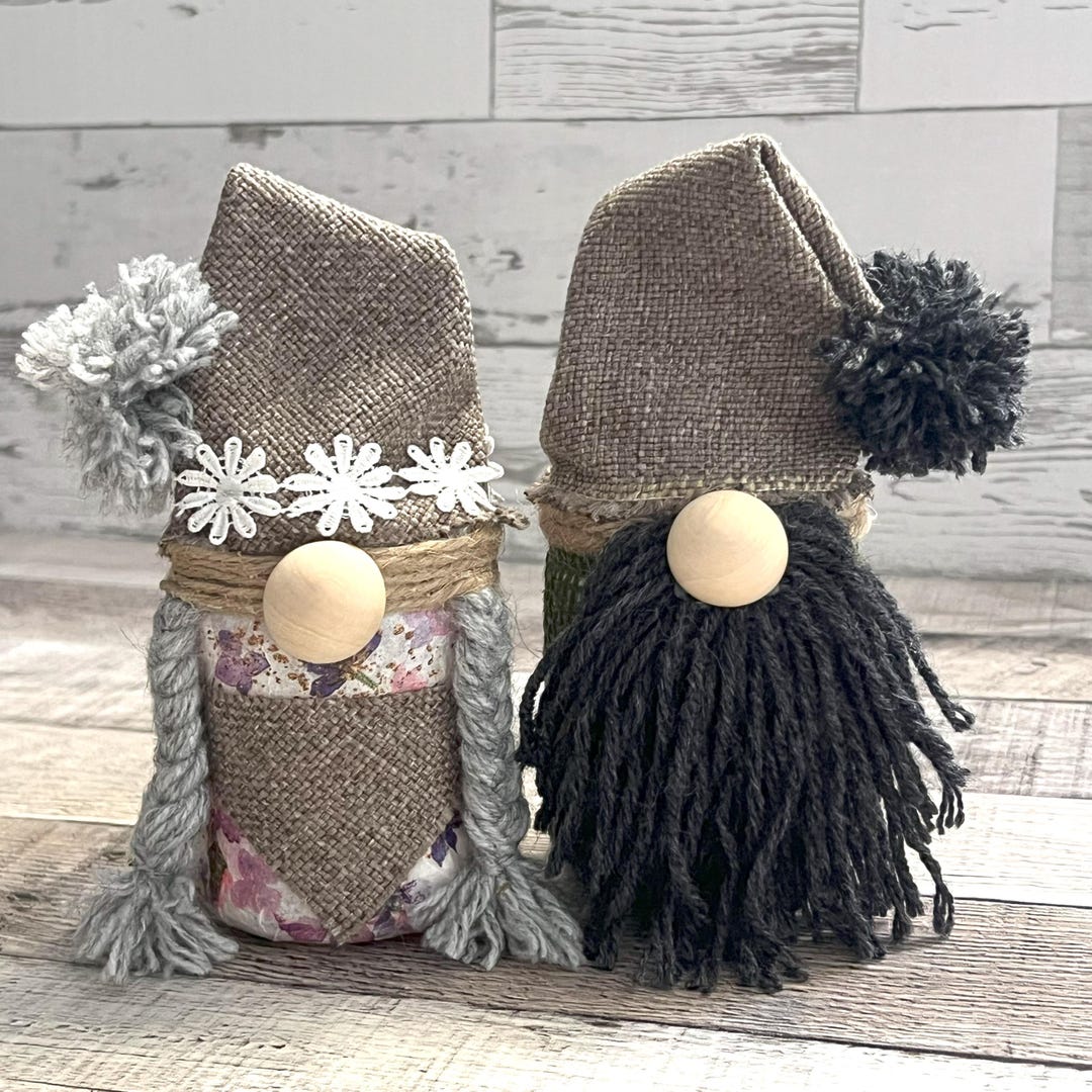 Gnome Couple, Boy Gnome, Girl Gnome, Gnome Container, Upcycled Storage ...