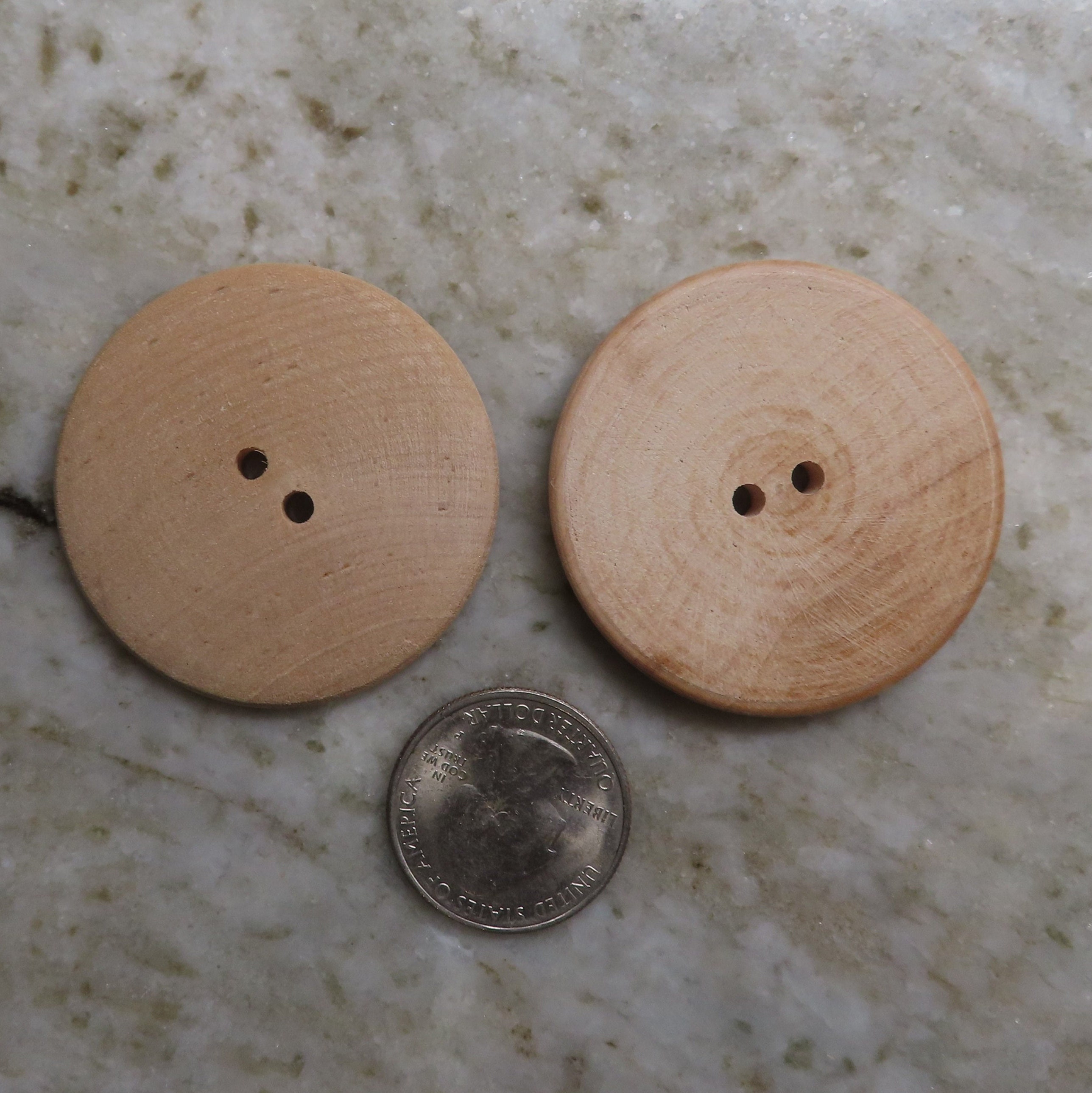Wood Button 1.75, Natural Wood Button, Vintage Wood Button, Two Hole ...