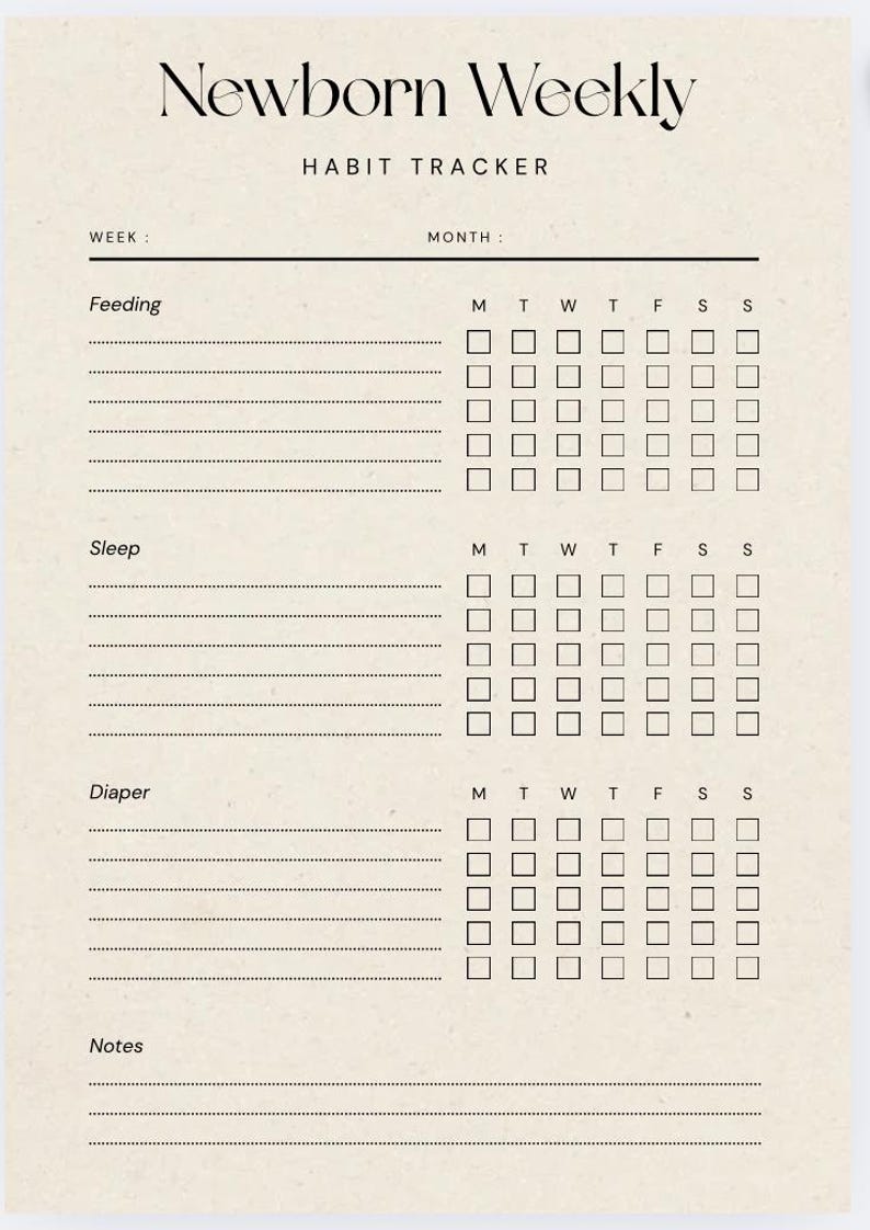 Newborn Baby Tracker Printable | Feeding Sleep Diaper Log | Digital ...