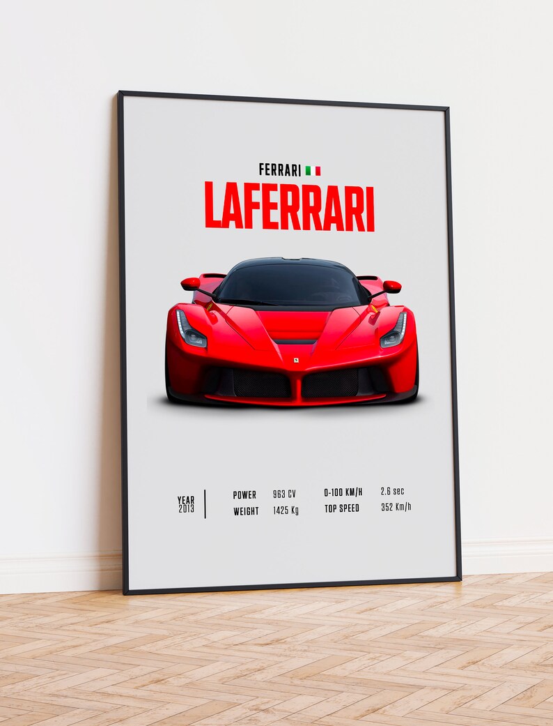 Car Poster Ferrari Laferrari, Car Poster Print, Classic Car Wall Art ...