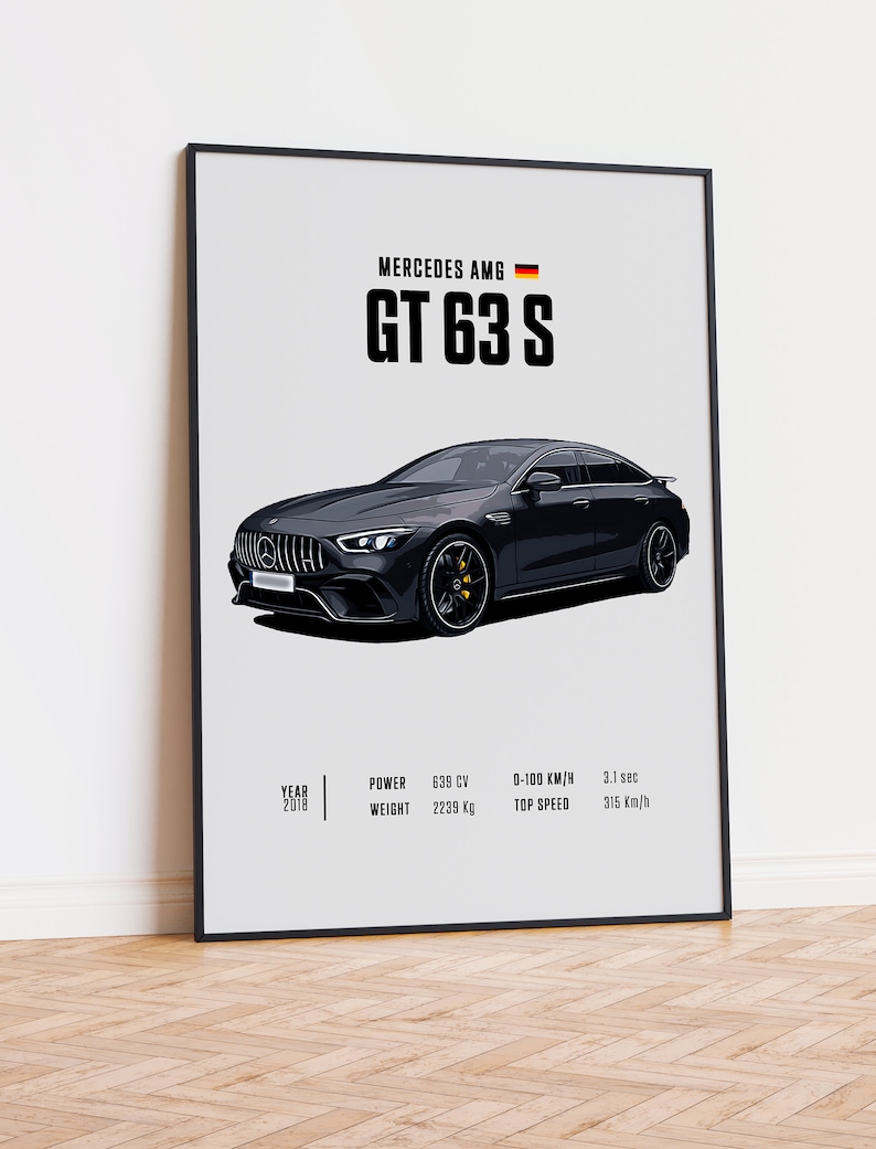 Car Poster Mercedes AMG GT63S Car Poster Print, Classic Car Wall Art ...