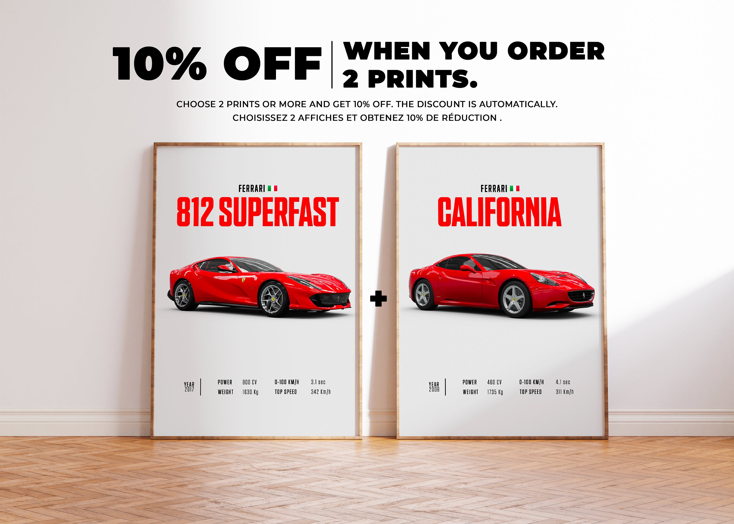 Car Poster Ferrari 812 Superfast, Car Poster Print, Classic Car Wall ...