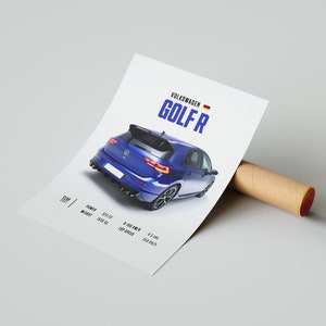 Car Poster Volkswagen Golf R, Car Poster Print, Classic Car Wall Art ...