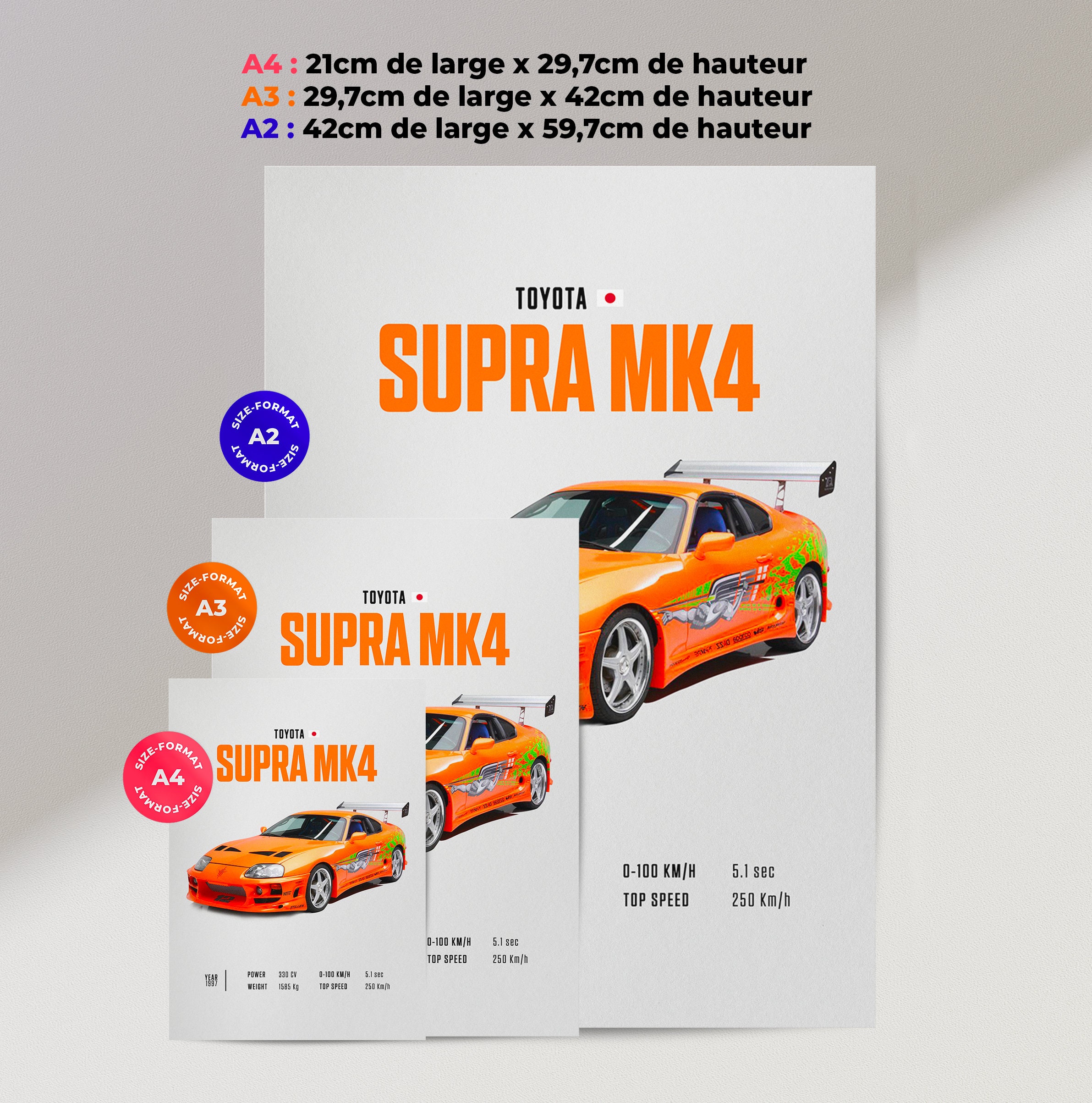 Car Poster Toyota Supra MK4, Car Poster Print, Classic Car Wall Art ...