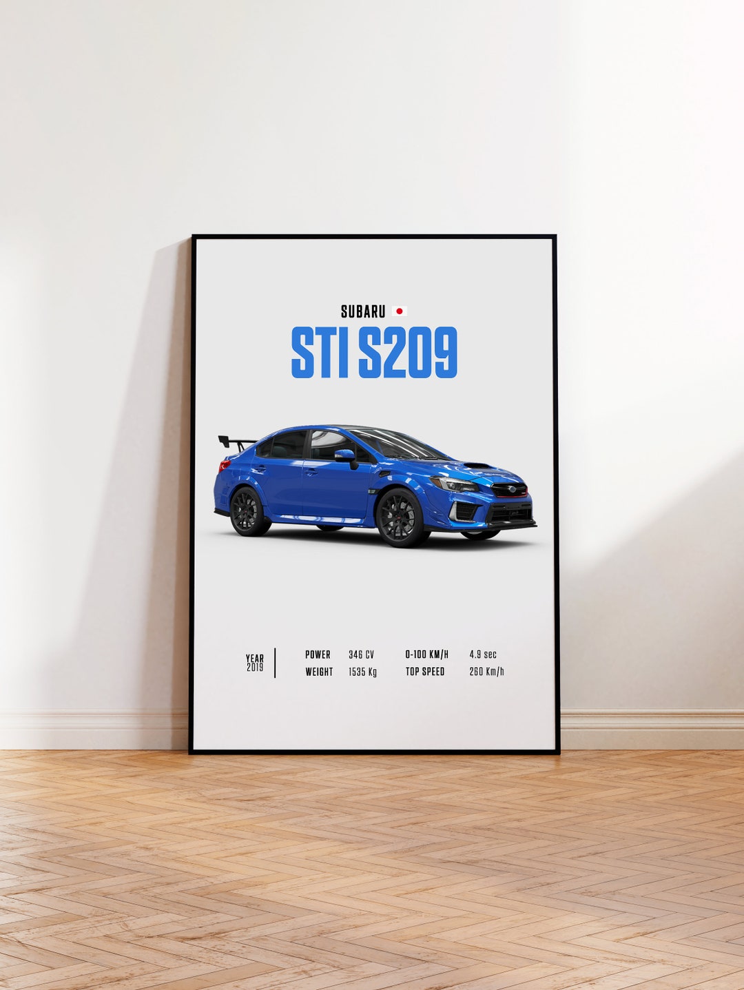 Car Poster Subaru STI S209, car poster print, classic car wall art ...
