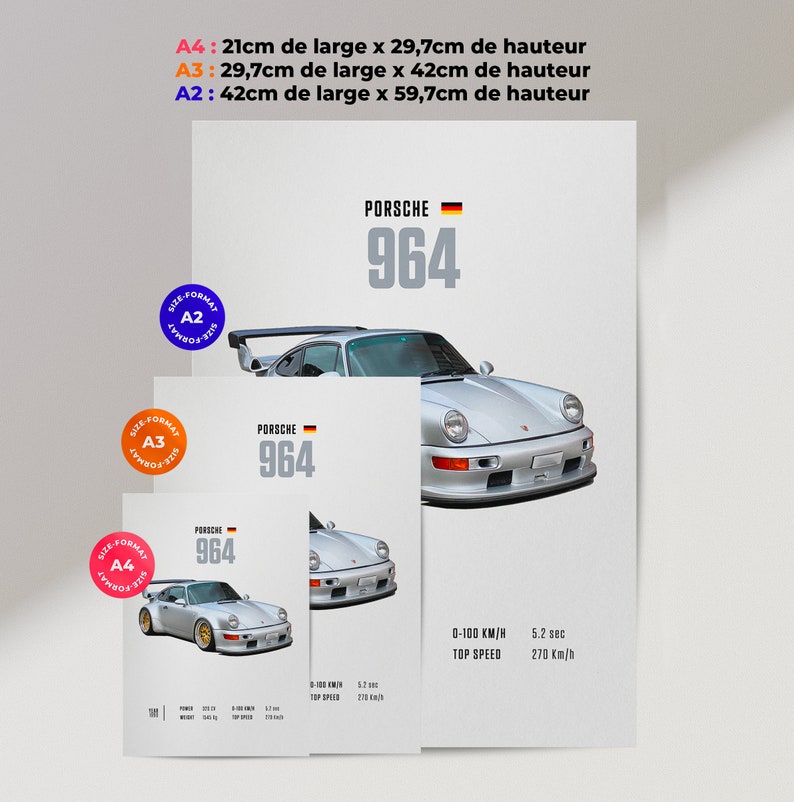 Car Poster Porsche 964, Car Poster Print, Classic Car Wall Art ...