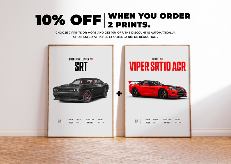 Car Poster Dodge Challenger SRT, Car Poster Print, Classic Car Wall Art ...