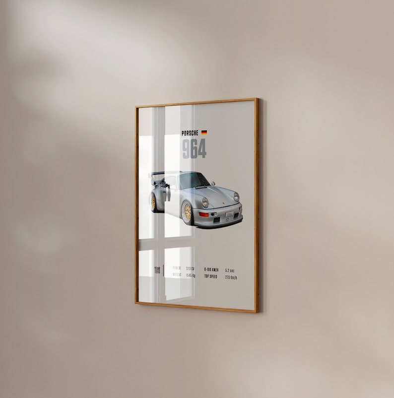Car Poster Porsche 964, Car Poster Print, Classic Car Wall Art ...
