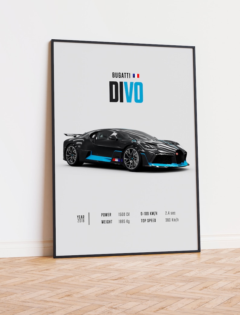 Car Poster Bugatti Divo, Car Poster Print, Classic Car Wall Art ...