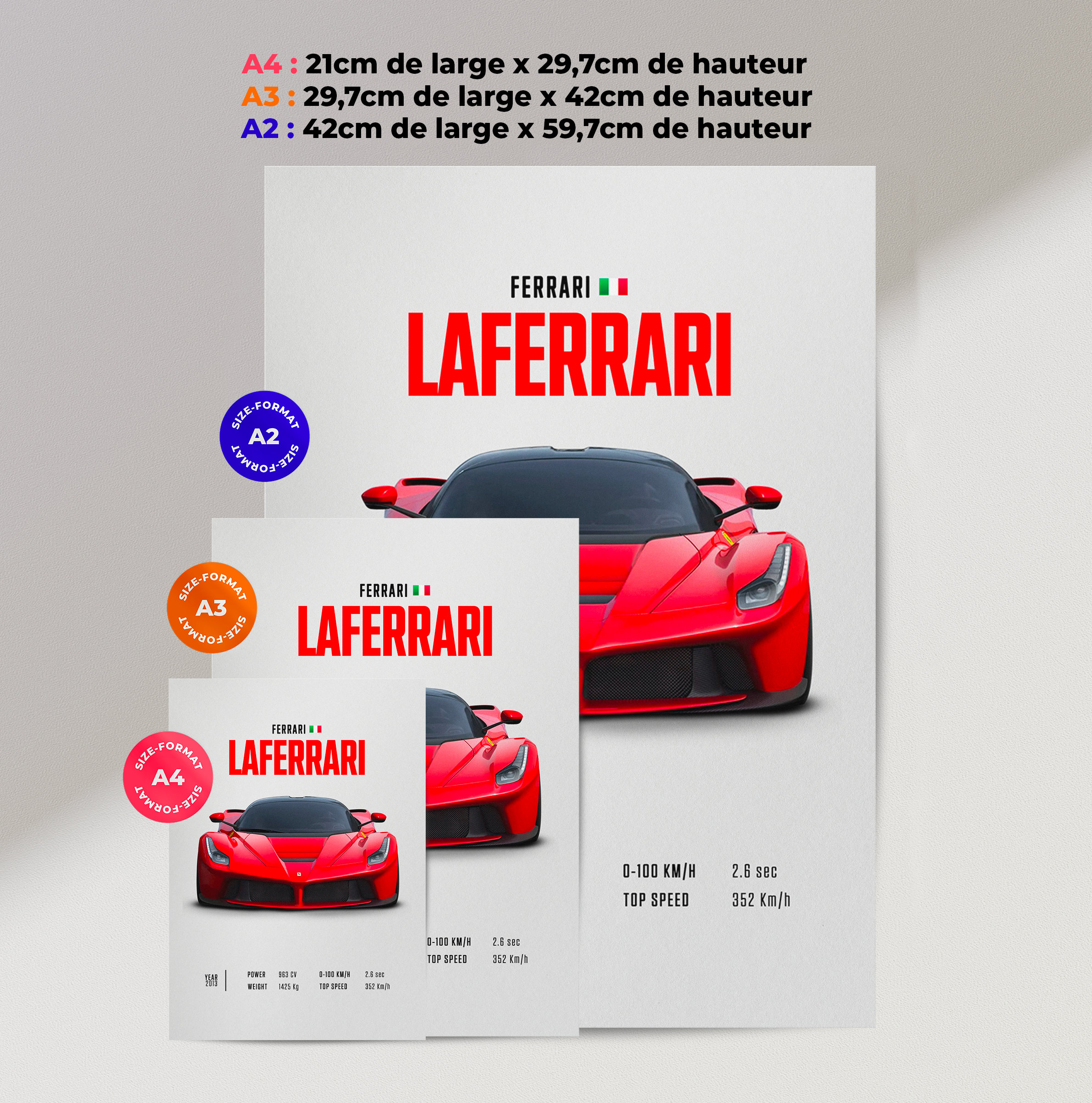 Car Poster Ferrari Laferrari, Car Poster Print, Classic Car Wall Art ...
