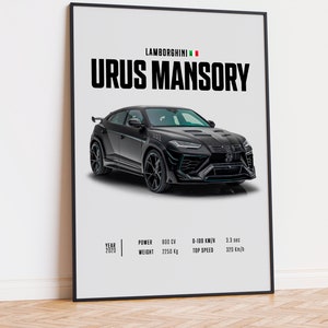 Car Poster Lamborghini Urus Mansory, Car Poster Print, Classic Car Wall ...