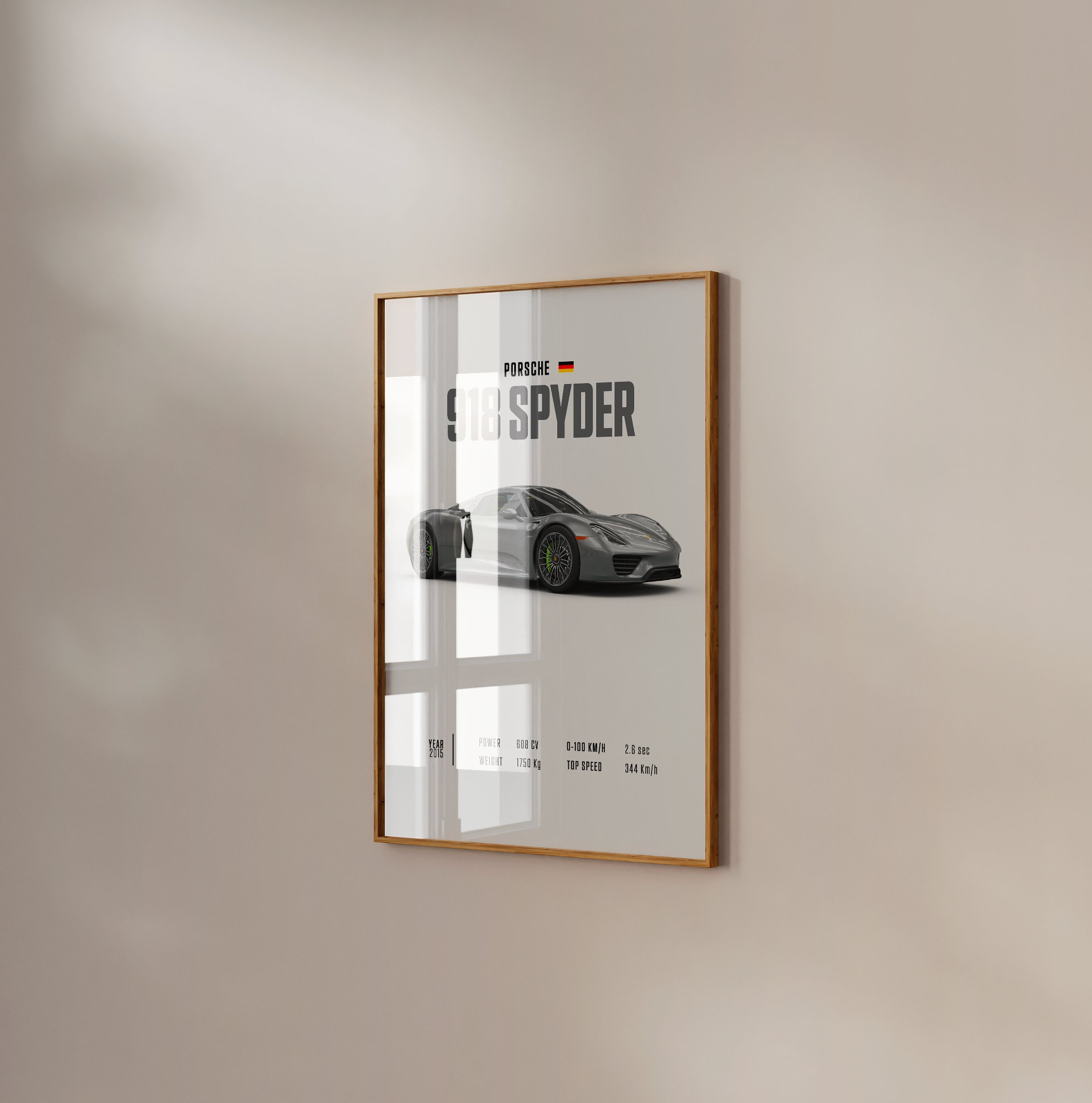 Car Poster Porsche 918 Spyder, car poster print, classic car wall art ...