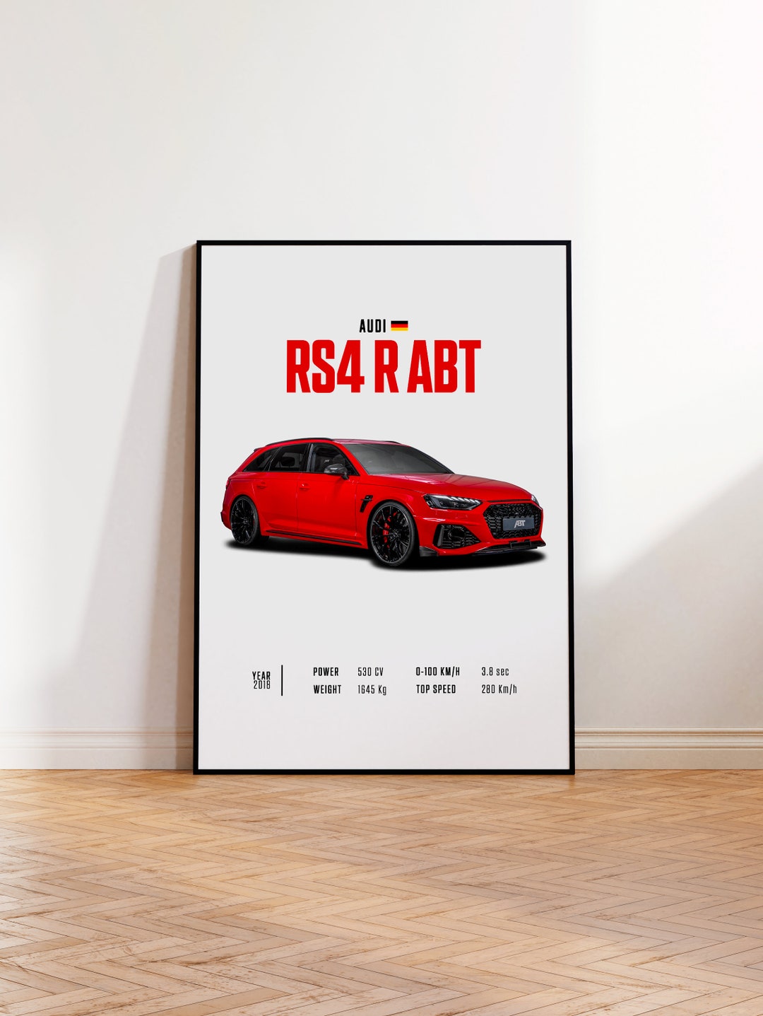 Car Poster Audi RS4 R ABT Car Poster Print Classic Car Wall - Etsy