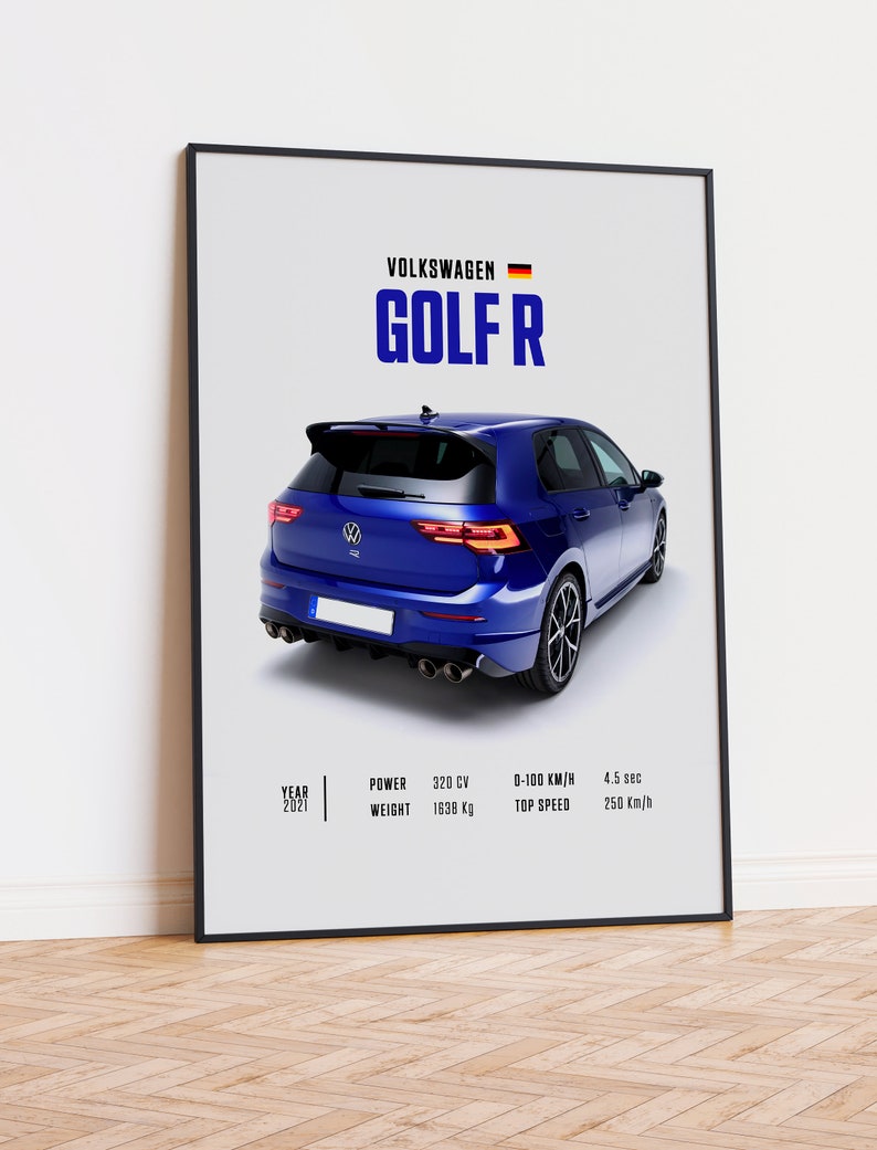 Car Poster Volkswagen Golf R, Car Poster Print, Classic Car Wall Art ...
