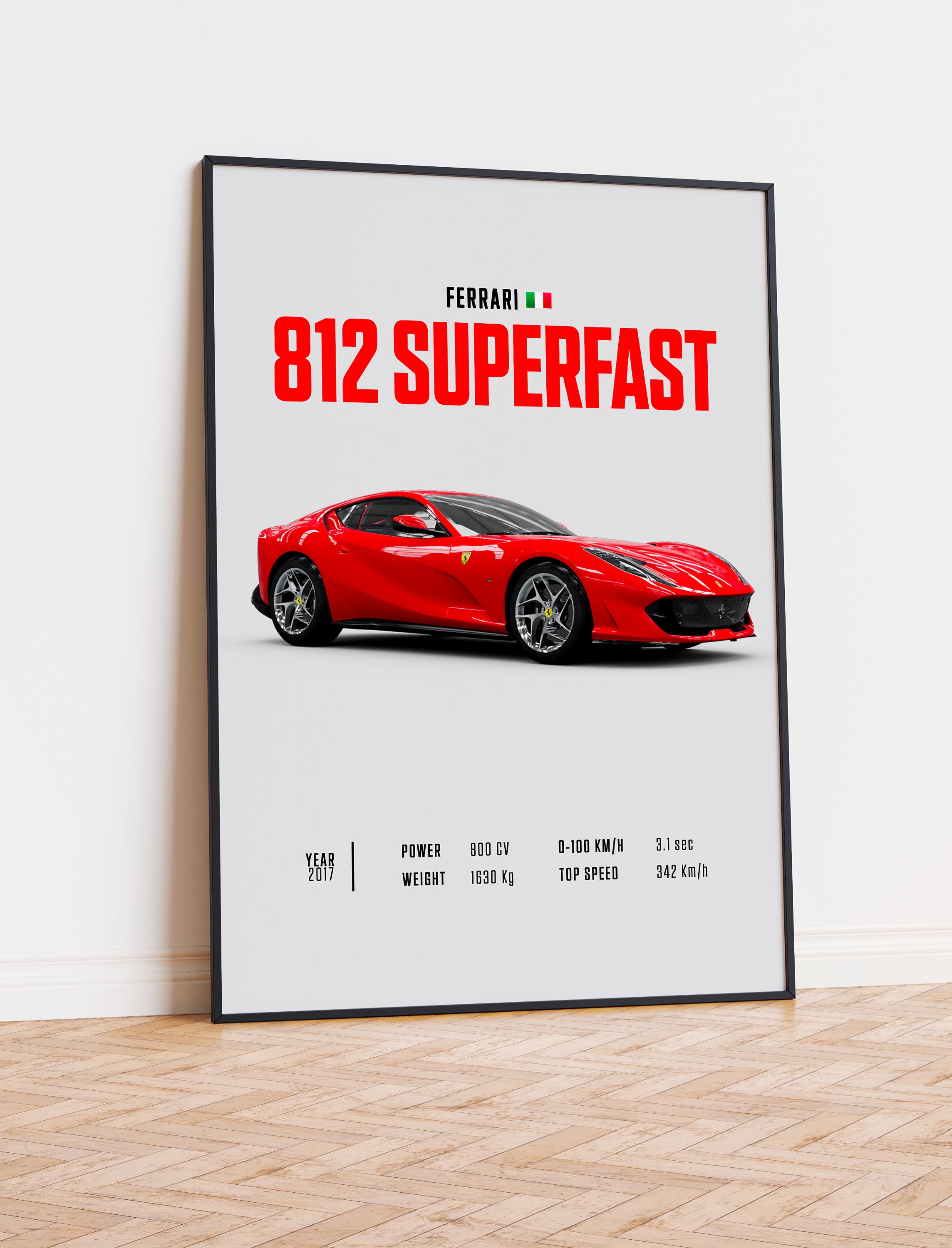 Car Poster Ferrari 812 Superfast, Car Poster Print, Classic Car Wall ...