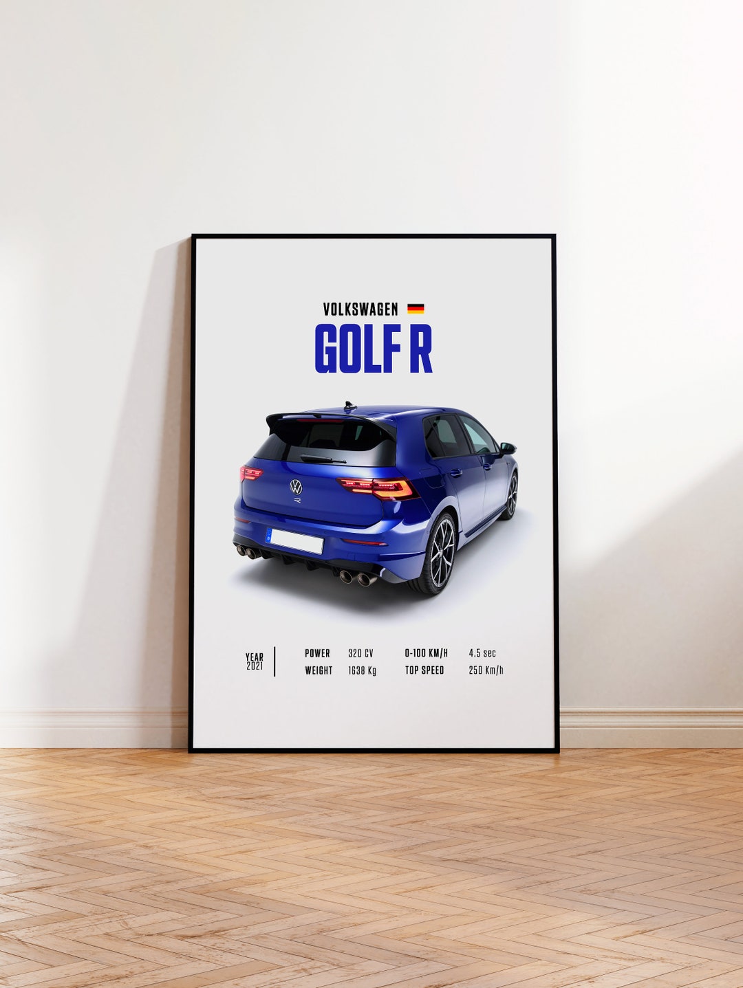 Car Poster Volkswagen Golf R, Car Poster Print, Classic Car Wall Art ...