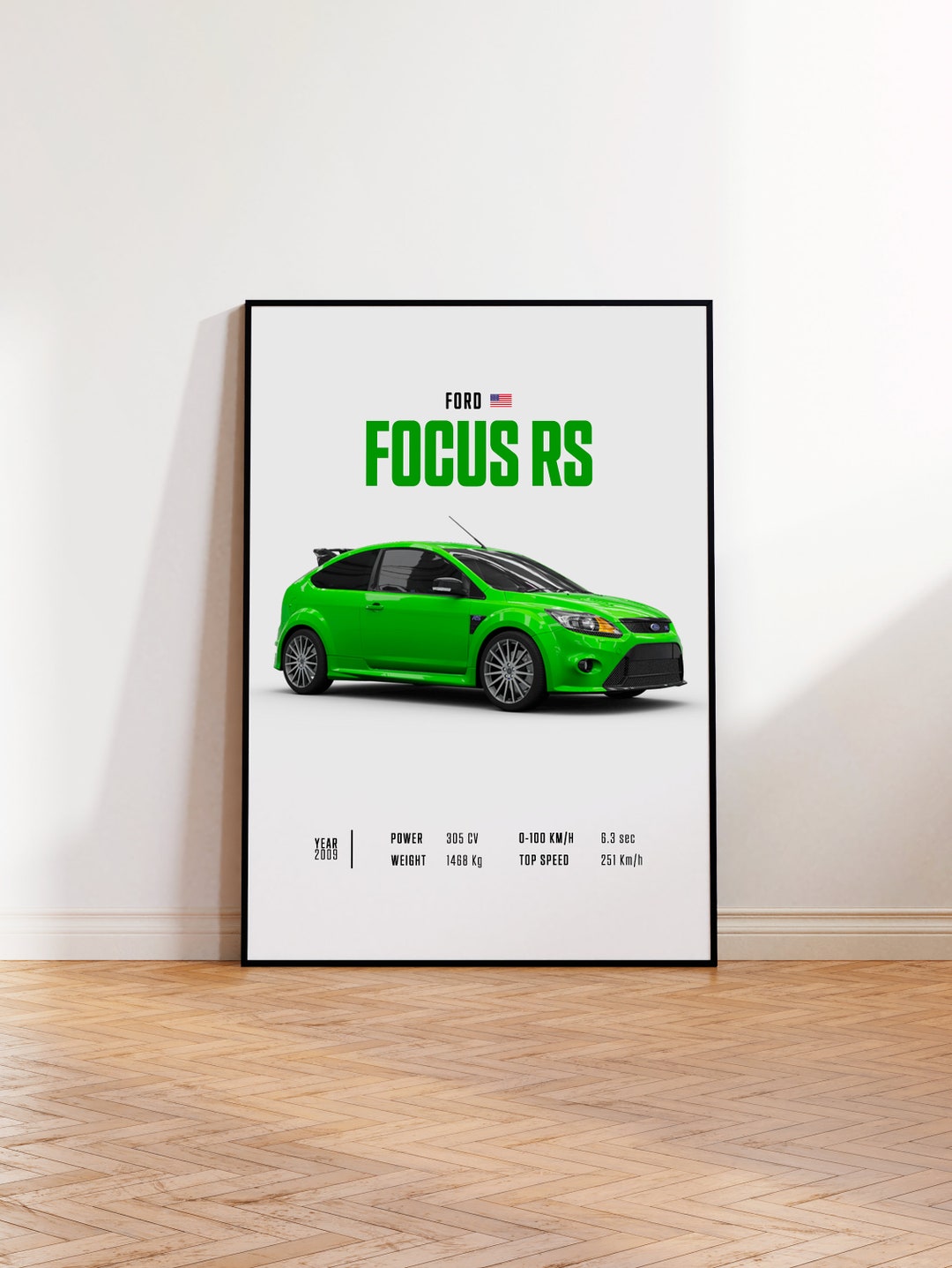 Car Poster Ford Focus RS, Car Poster Print, Classic Car Wall Art ...